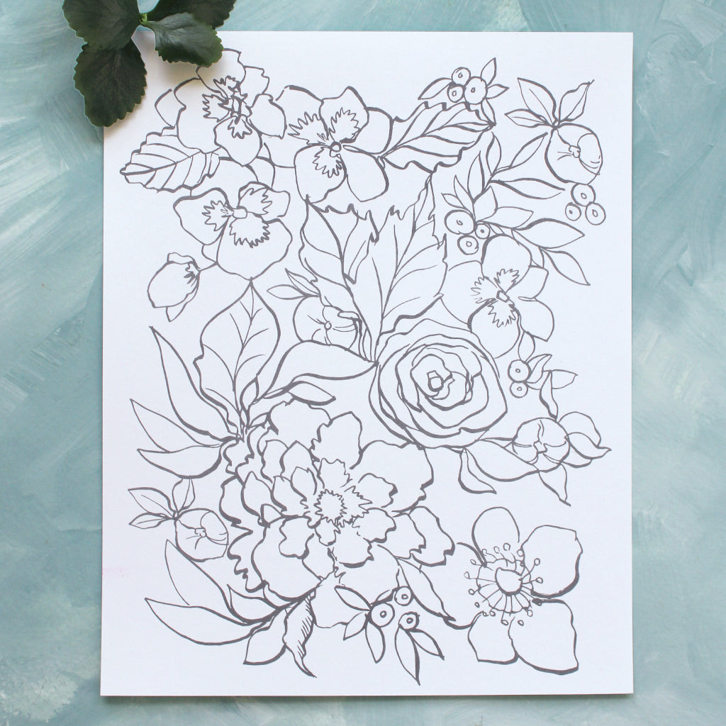 Watercoloring Page Set - Flowers (*Pages Only) – KristyRice.com